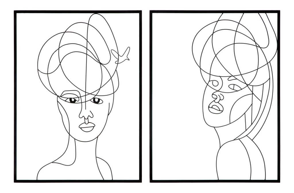 Fali dekoráció, vonalrajz portré, fekete - MESDAMES - ️ Időtálló design ...